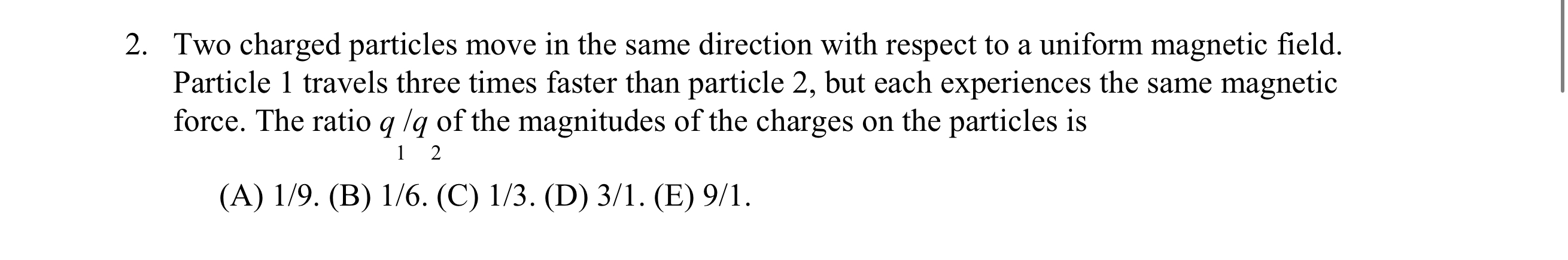 Solved Two charged particles move in the same direction with | Chegg.com