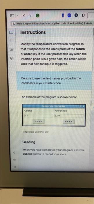 Solved D T Topic: Chapter 8 Exercises: breezypython code | Chegg.com