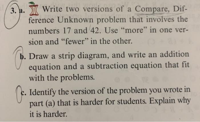 Solved 3. a. I Write two versions of a Compare, Dif- ference | Chegg.com