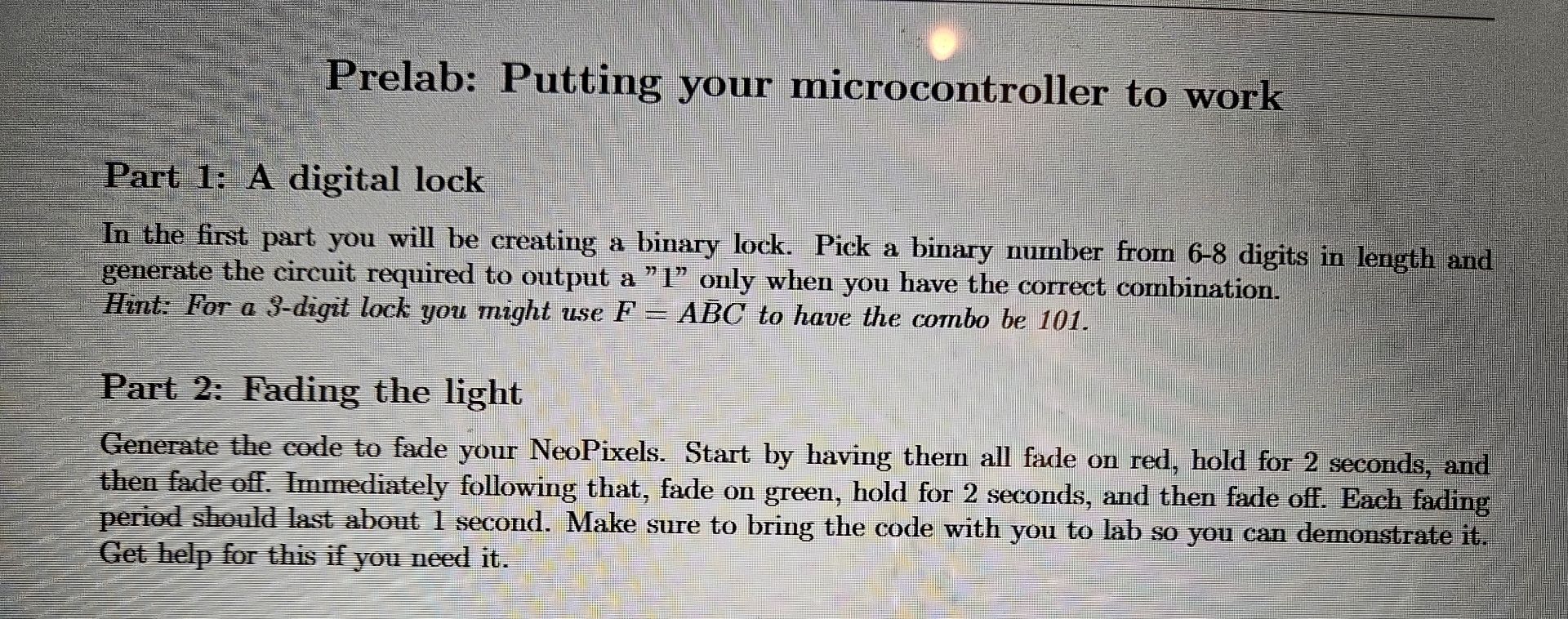 Solved Prelab: Putting your microcontroller to workPart 1: A | Chegg.com