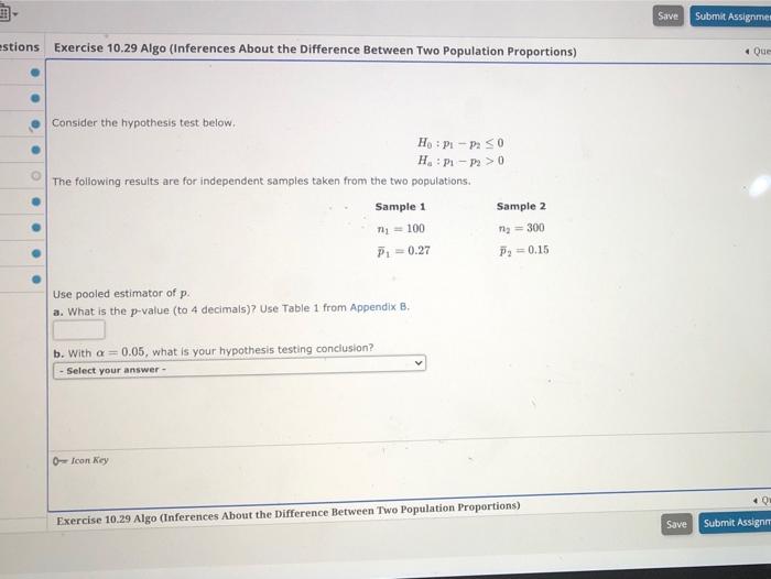 Solved Save Submit Assignmes estions Exercise 10.29 Algo | Chegg.com