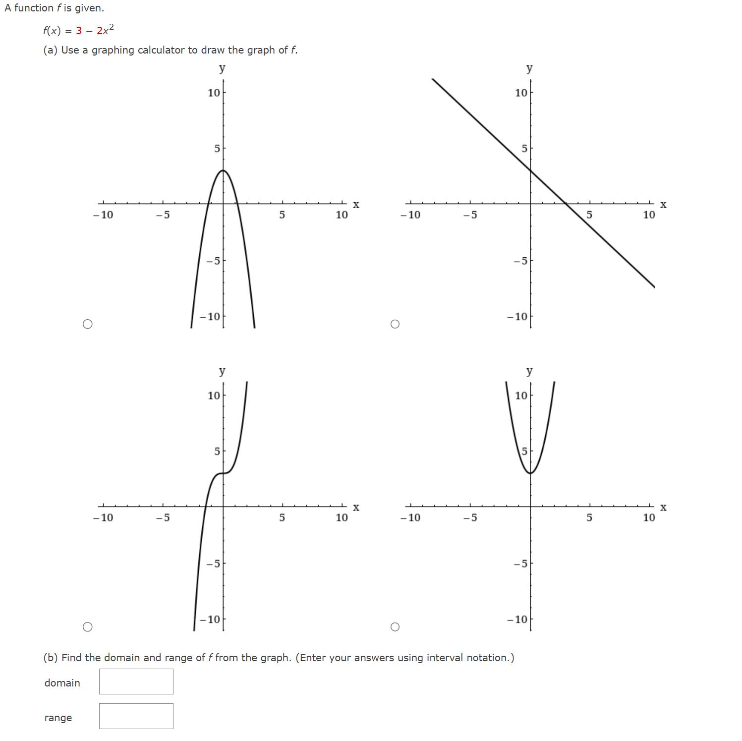 Solved f(x)=3-2x2(a) ﻿Use a graphing calculator to ﻿draw the | Chegg.com
