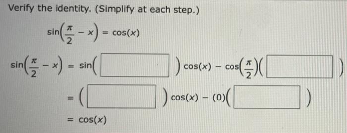 Solved Verify the identity. (Simplify at each step.) (x) | Chegg.com