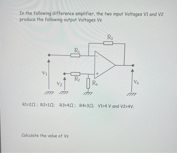 [Solved]: In the fallowing difference amplifier, the two in