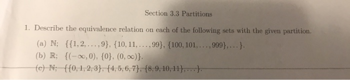 Solved Section 3.3 Partitions 1. Describe the equivalence | Chegg.com