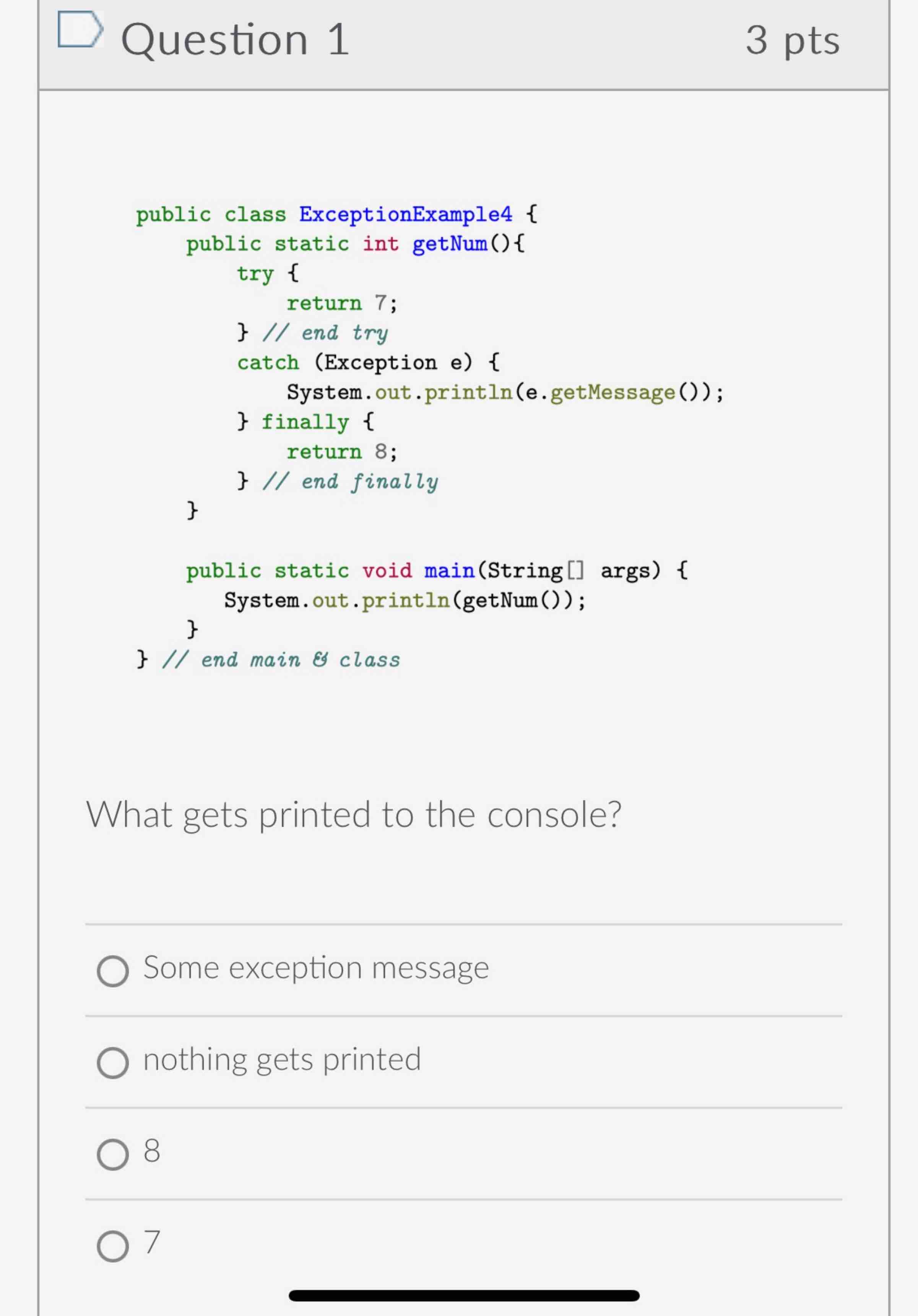 Solved Question 1public Class Exceptionexample4 Public