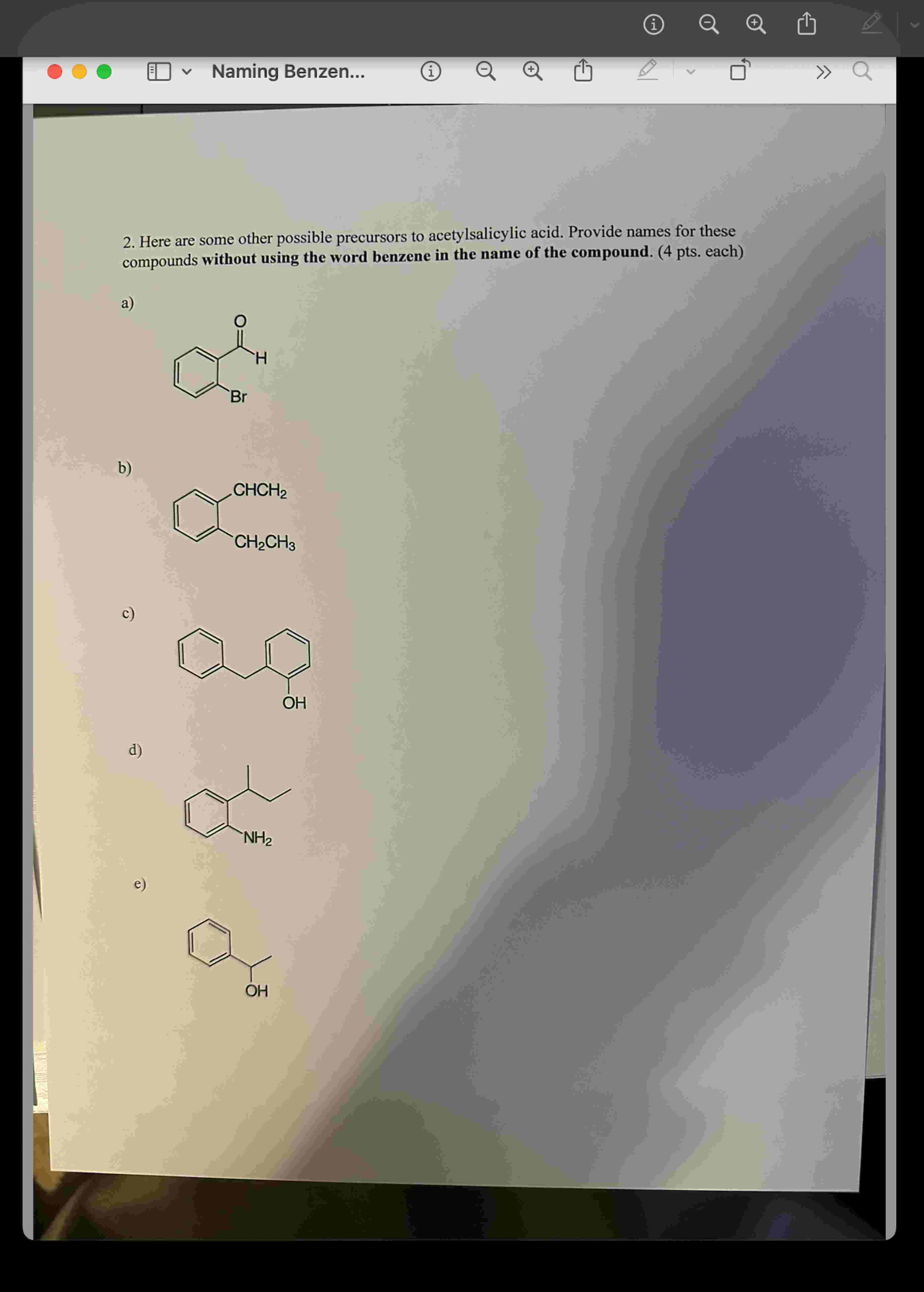 Solved 2. ﻿Here are some other possible precursors to | Chegg.com