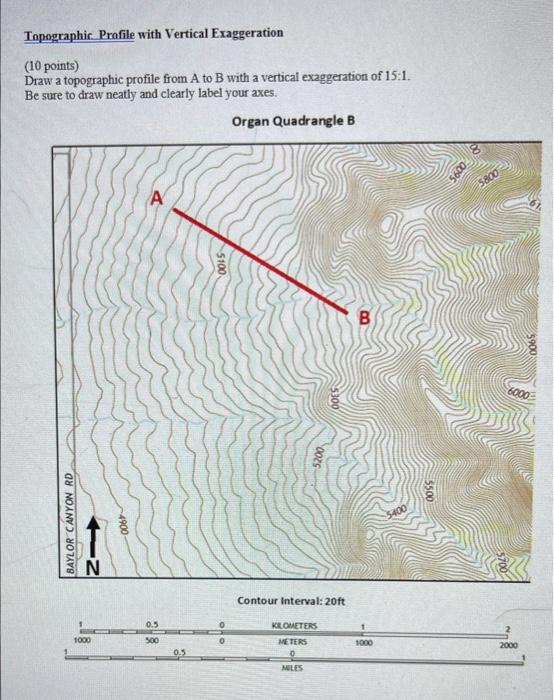 Topographic Profile with Vertical Exaggeration (10 | Chegg.com