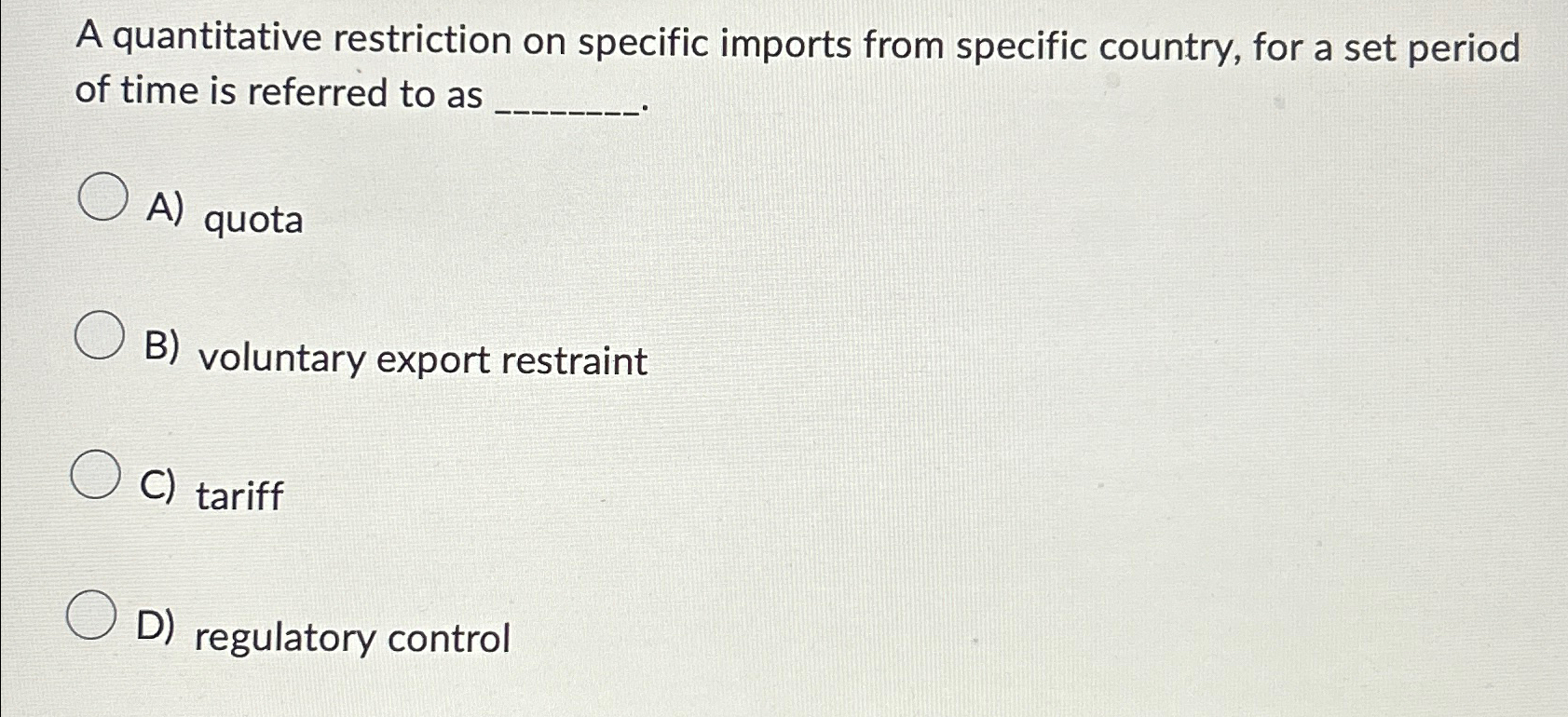 Solved A quantitative restriction on specific imports from | Chegg.com