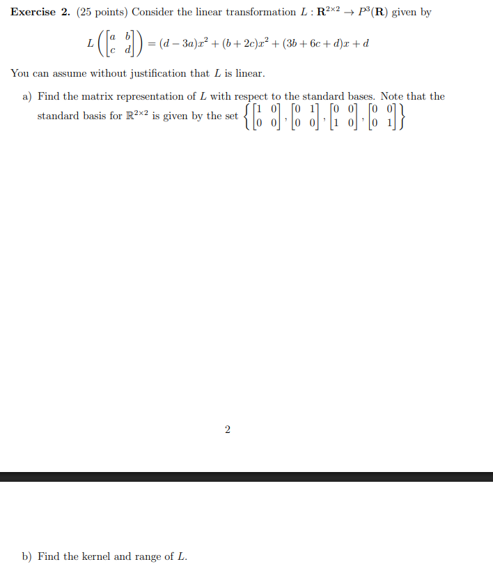 Solved Exercise 2. (25 ﻿points) ﻿Consider the linear | Chegg.com