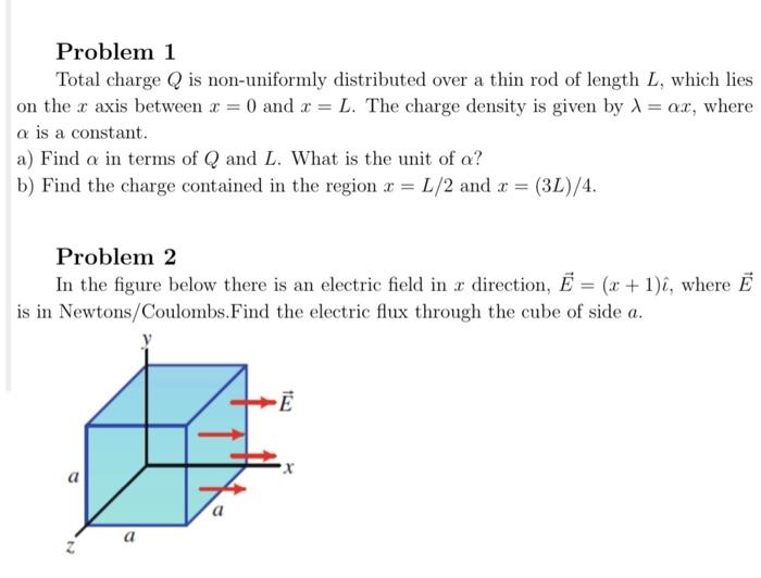 Solved Problem 1 Total charge Q is non-uniformly distributed | Chegg.com