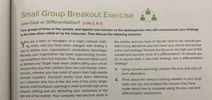 Solved You Small Group Breakout Exercise Low-Cost or | Chegg.com