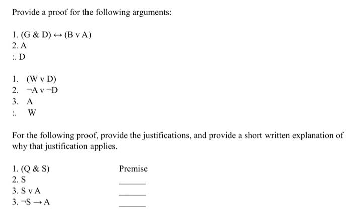 Provide a proof for the following arguments: 1. | Chegg.com