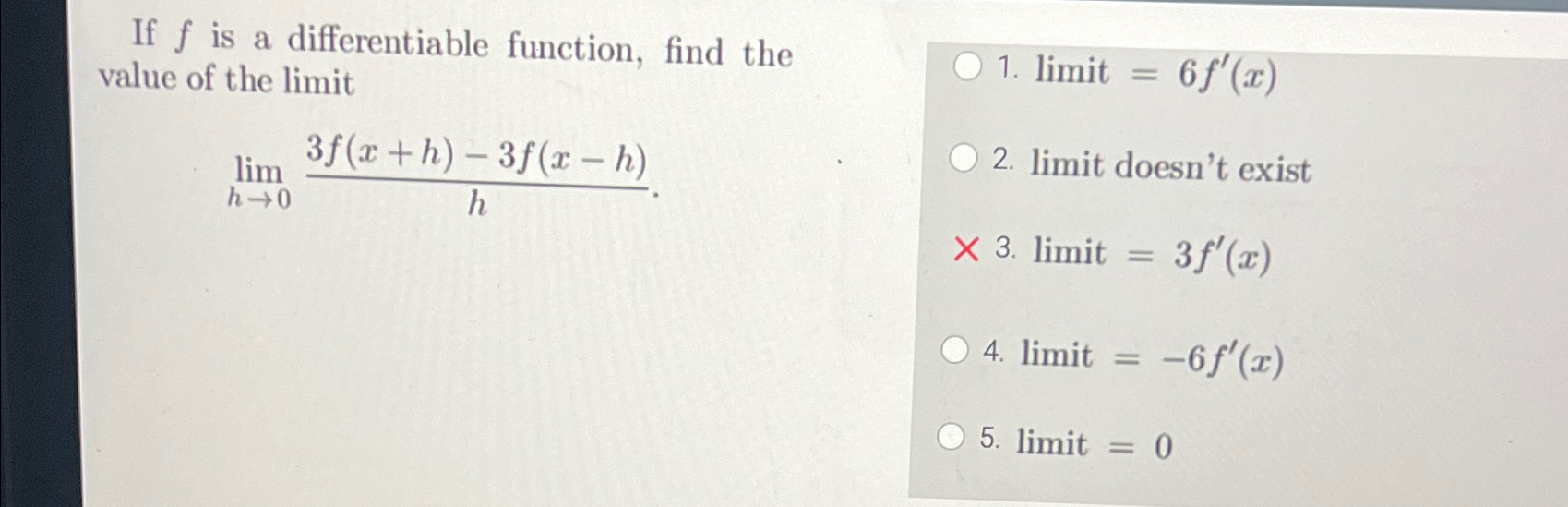 Solved If f ﻿is a differentiable function, find the value of | Chegg.com