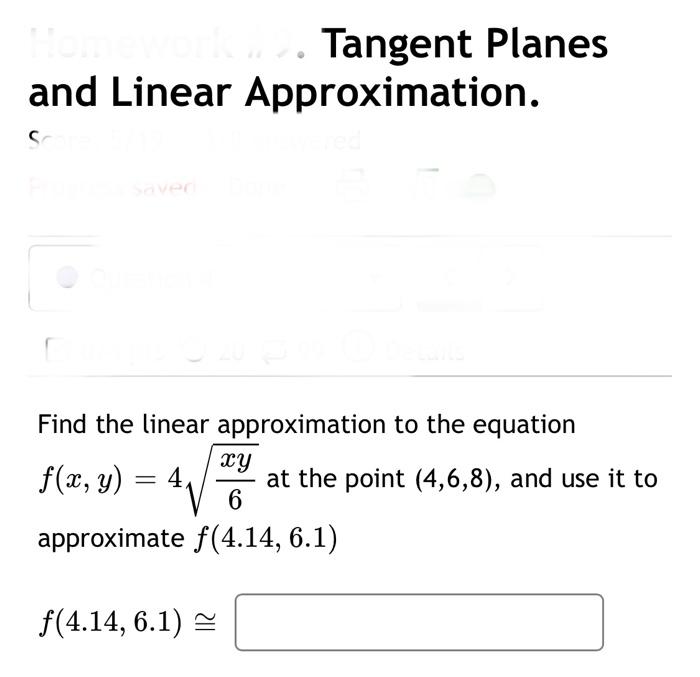 Solved Tangent Planes And Linear Approximation C Find The