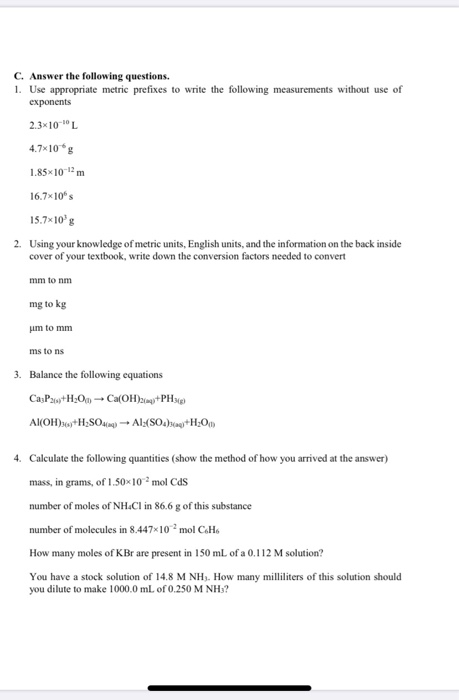 Solved C. Answer the following questions. 1. Use appropriate | Chegg.com