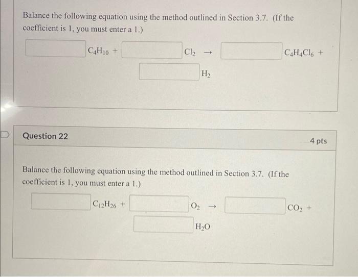 Solved Balance the following equation using the method | Chegg.com