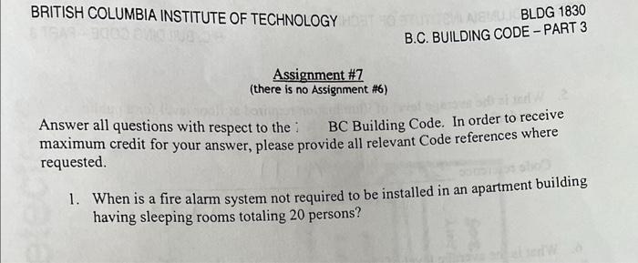 Solved BRITISH COLUMBIA INSTITUTE OF TECHNOLOGY BLDG 1830 | Chegg.com