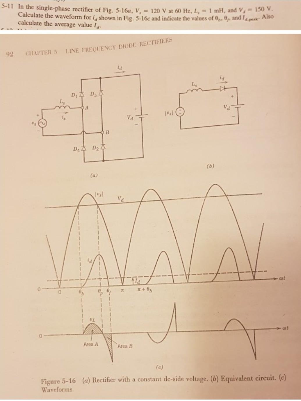 Solved 5-11 In the single-phase rectifier of Fig. | Chegg.com