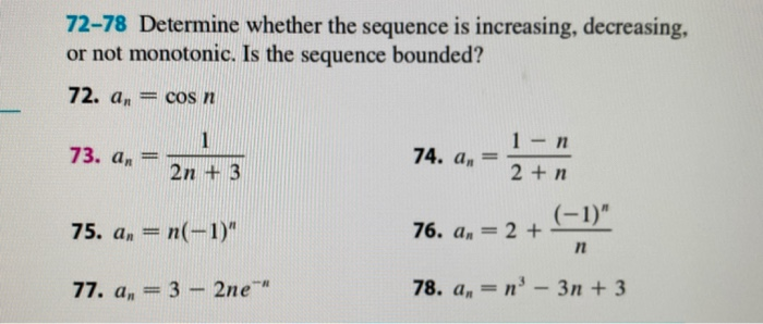 Solved 72 78 Determine Whether The Sequence Is Increasing