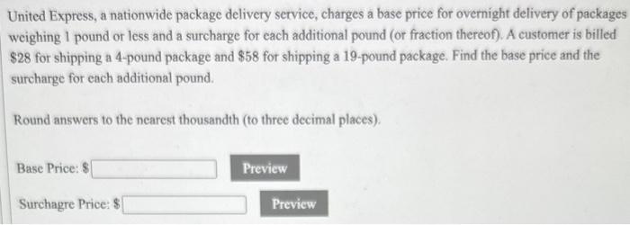 Solved United Express, a nationwide package delivery | Chegg.com