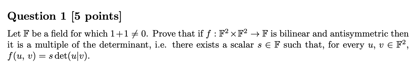 Solved Question 1 5 ﻿points Let F ﻿be A Field For Which 