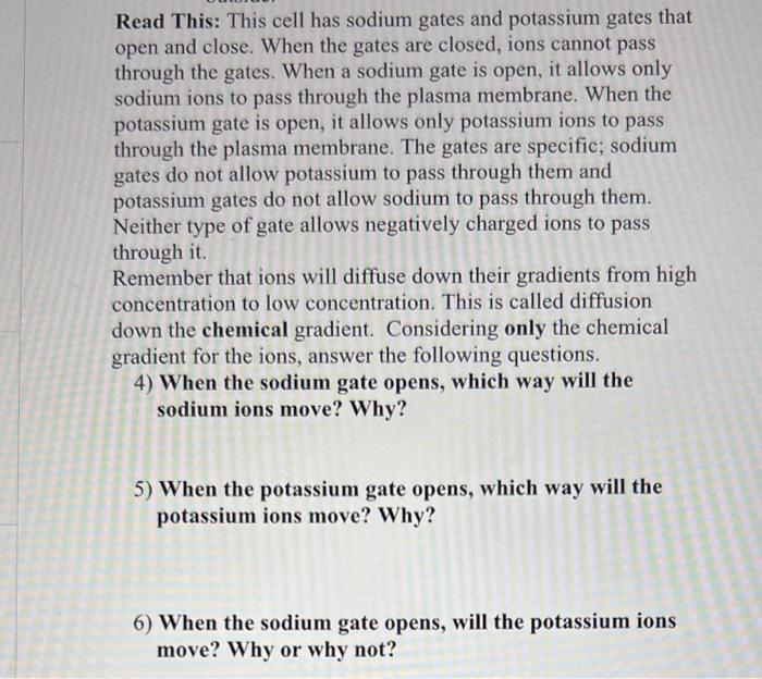 Solved Read This: This cell has sodium gates and potassium | Chegg.com