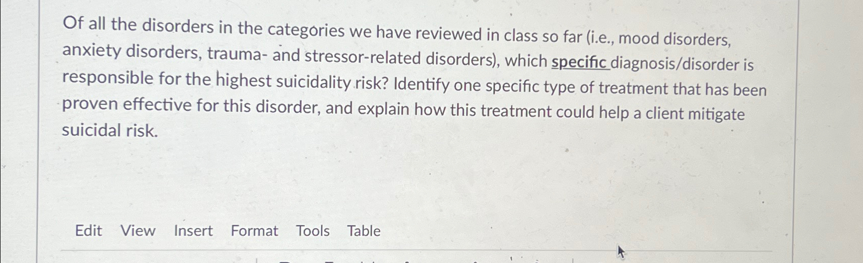 Solved Of all the disorders in the categories we have | Chegg.com