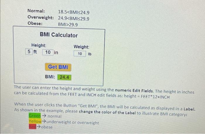Solved 3) Develop a Matlab App for Body Mass Index (BMI) | Chegg.com