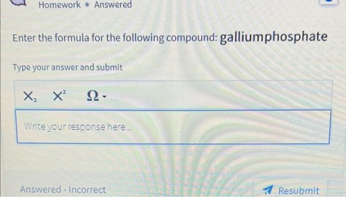 Solved Homework Answered Enter the formula for the following | Chegg.com