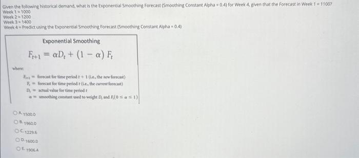 Solved 6 ven the following historical demand, What is the | Chegg.com