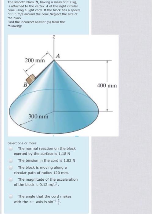 Solved The smooth block B, having a mass of 0.2 kg. is | Chegg.com