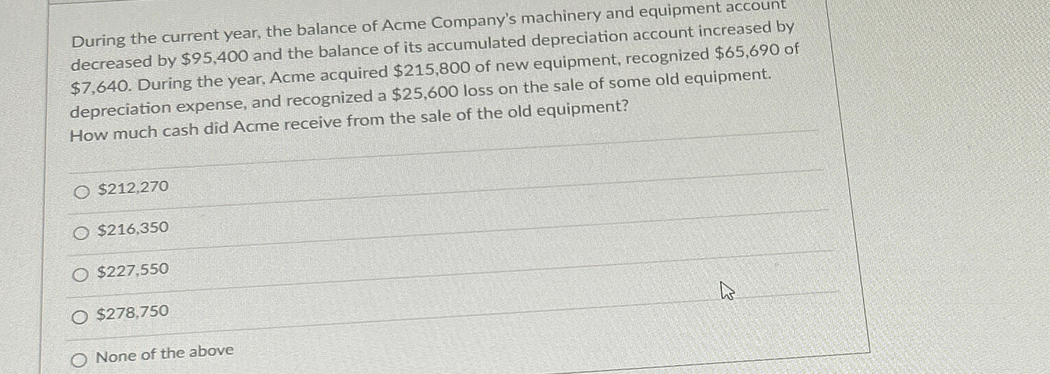 During the current year, the balance of Acme | Chegg.com