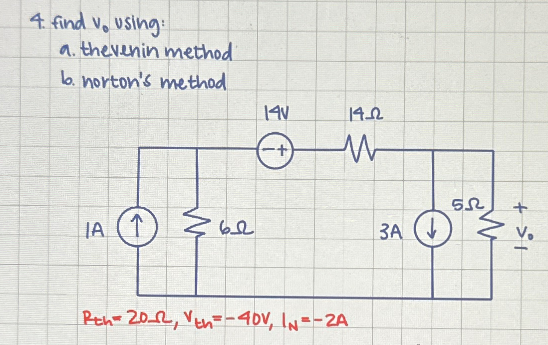 Solved find v0 ﻿using:a. ﻿thevenin methodb. ﻿norton's | Chegg.com