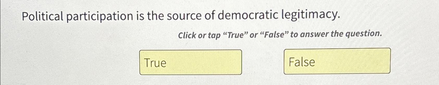 Solved Political participation is the source of democratic | Chegg.com