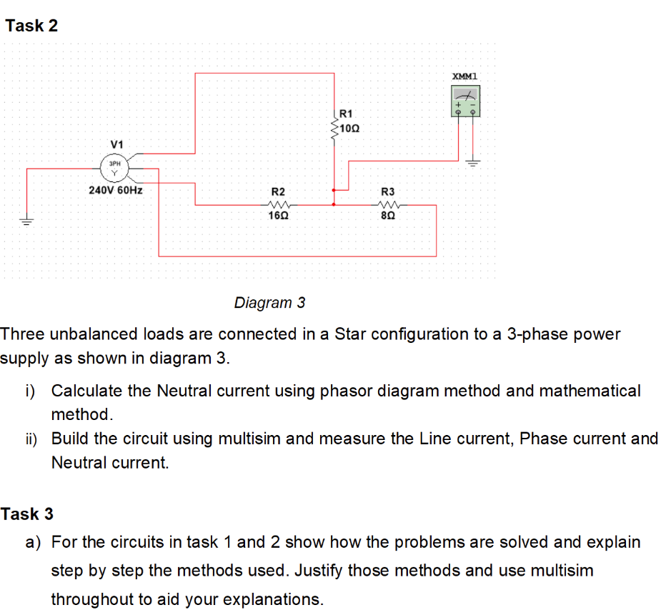 Solved .Diagram 3Three unbalanced loads are connected in a | Chegg.com