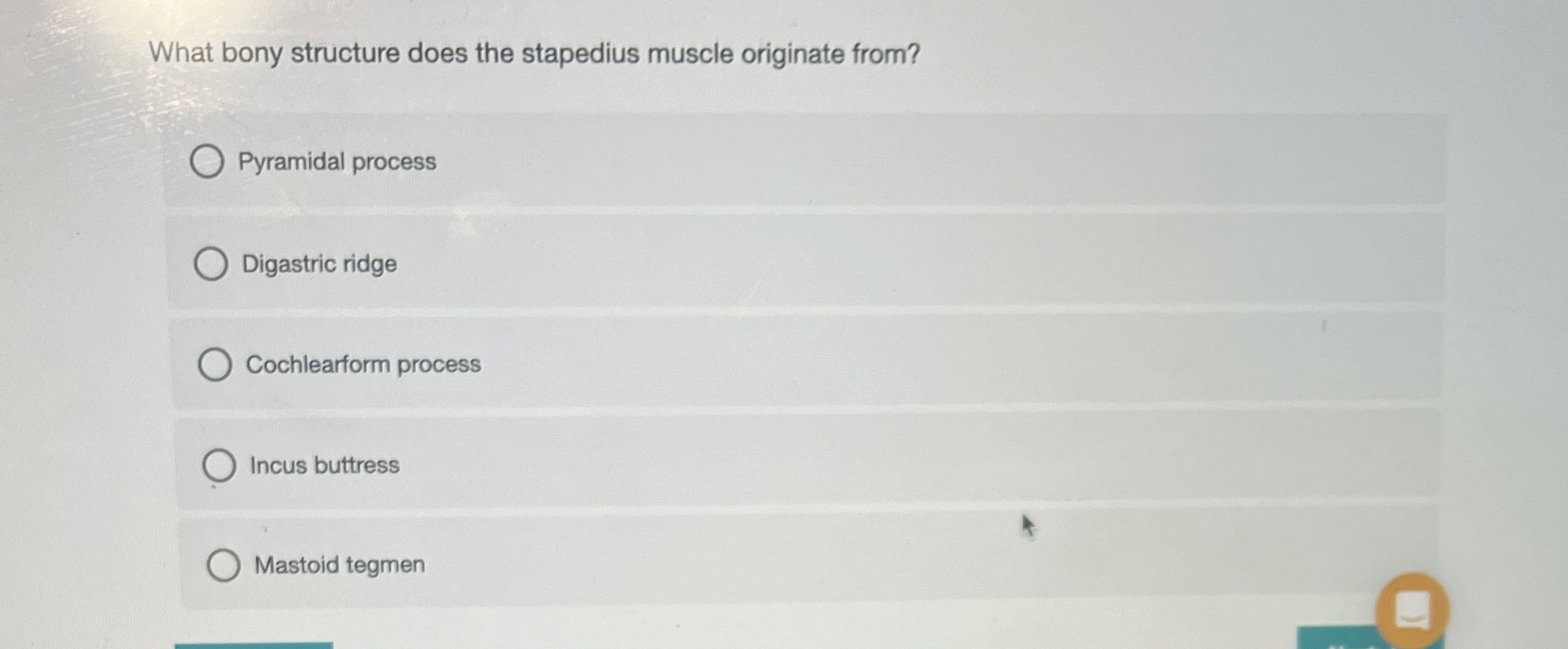 Solved What bony structure does the stapedius muscle | Chegg.com