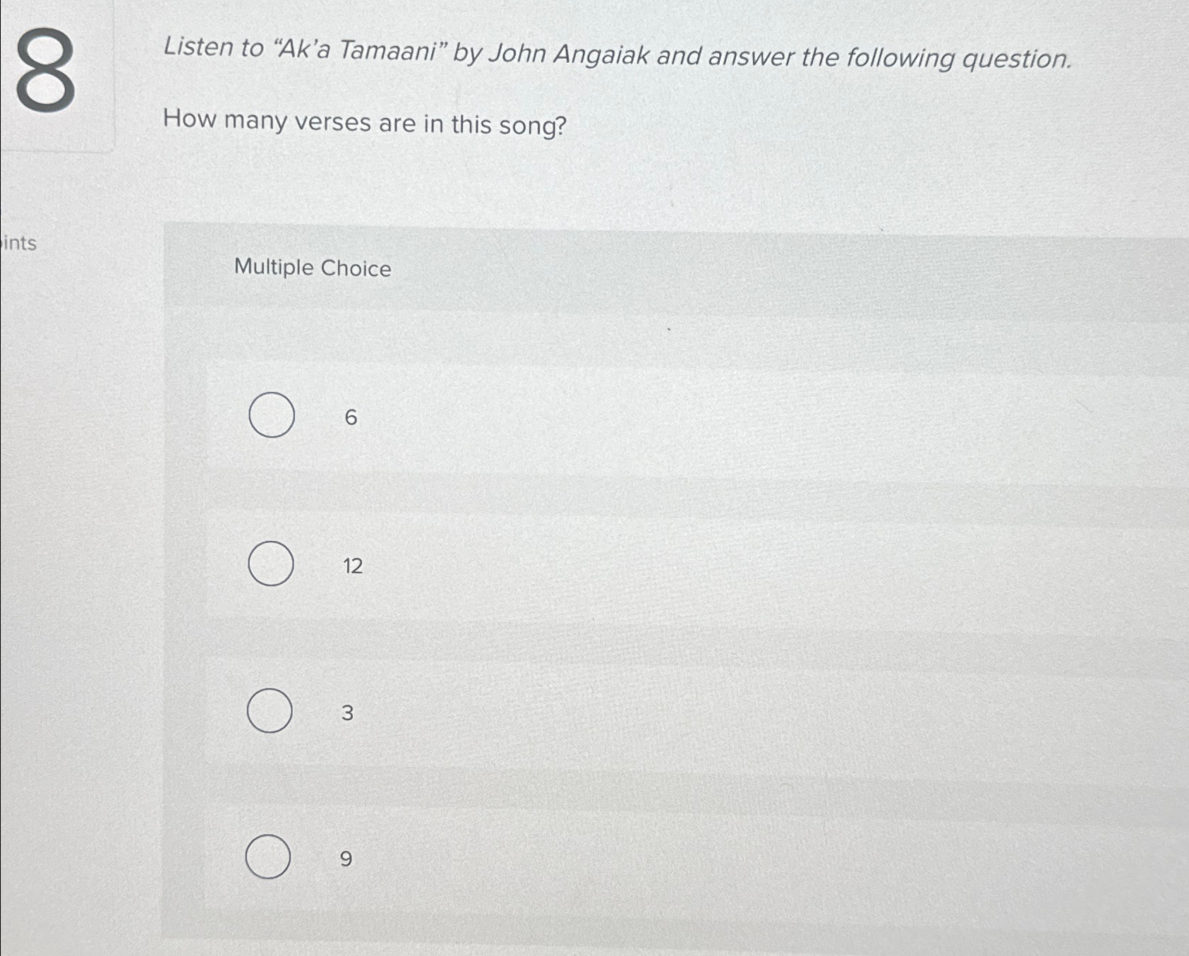 Solved Listen to "Ak'a Tamaani" by John Angaiak and answer | Chegg.com
