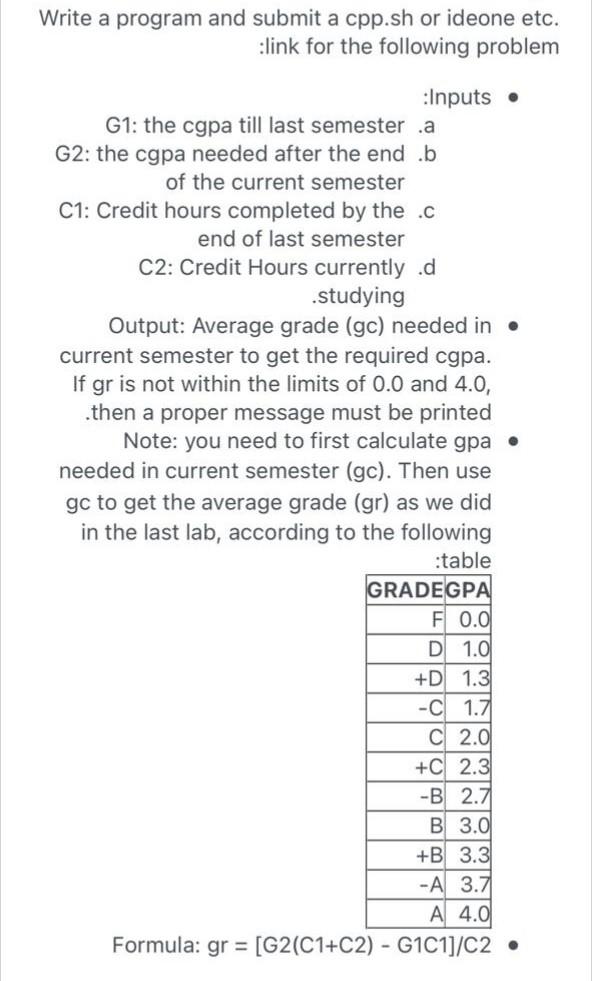 Solved Write a program and submit a cpp.sh or ideone etc. | Chegg.com