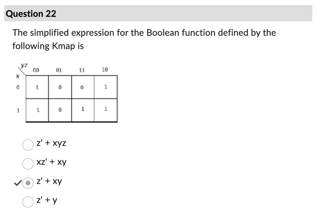 Solved Question 22The simplified expression for the Boolean | Chegg.com