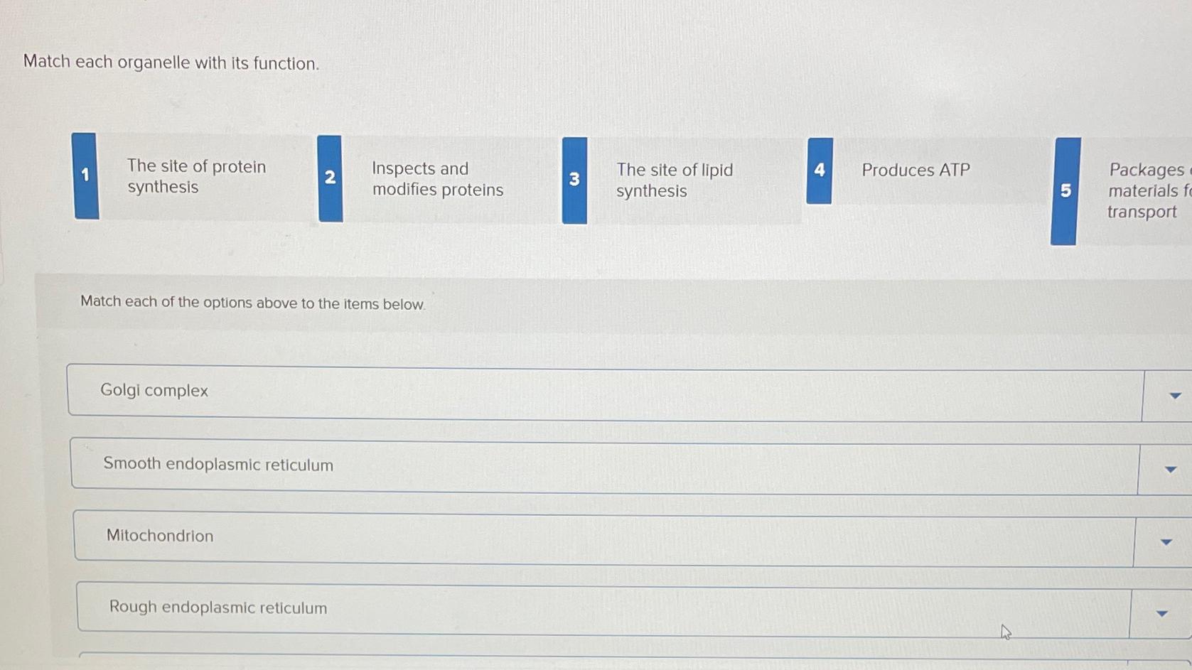 Solved Match each organelle with its function.1The site of | Chegg.com
