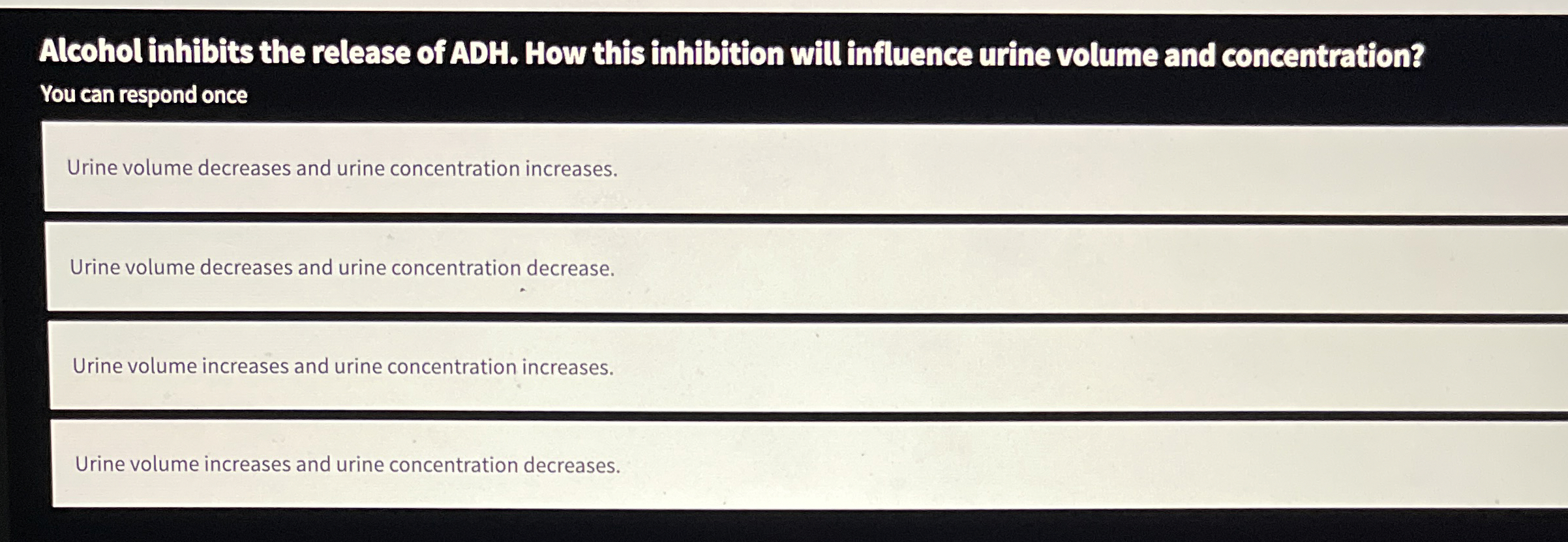 Solved Alcohol inhibits the release of ADH. How this | Chegg.com