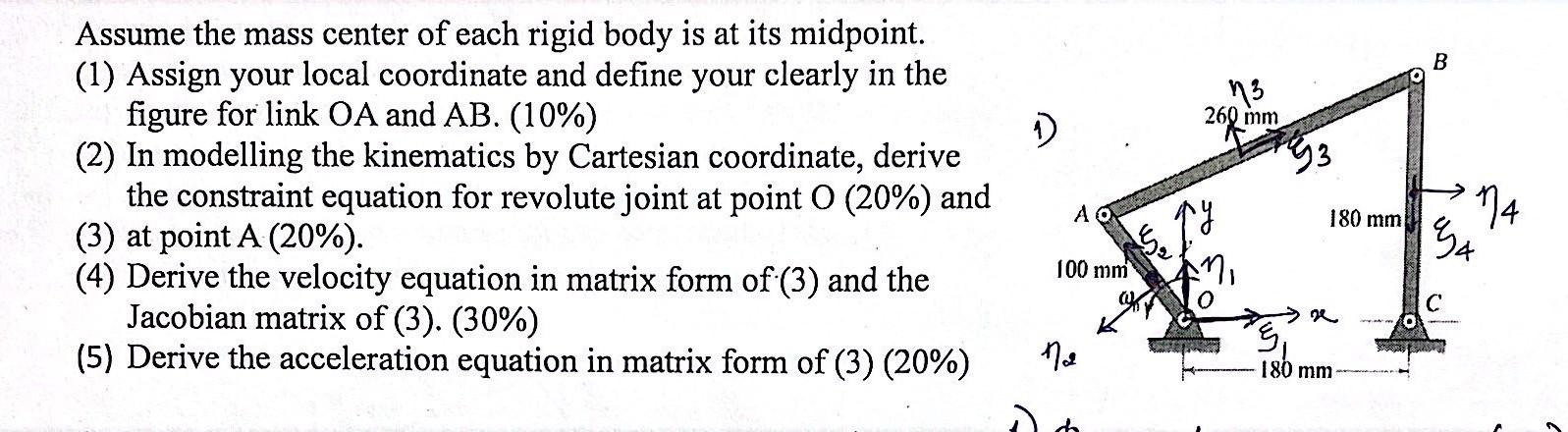 Solved Assume the mass center of each rigid body is at its | Chegg.com