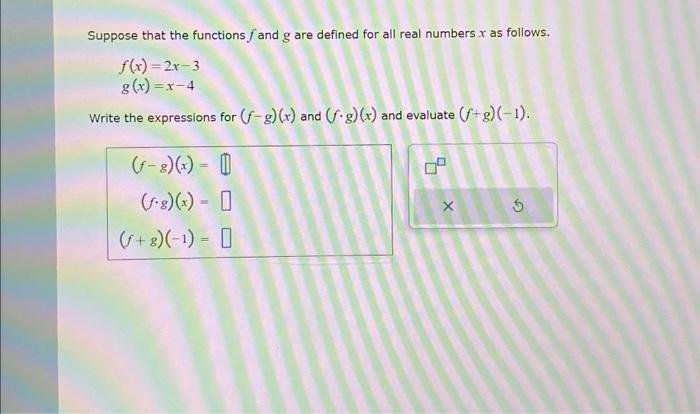 Solved Suppose that the functions f and g are defined for | Chegg.com