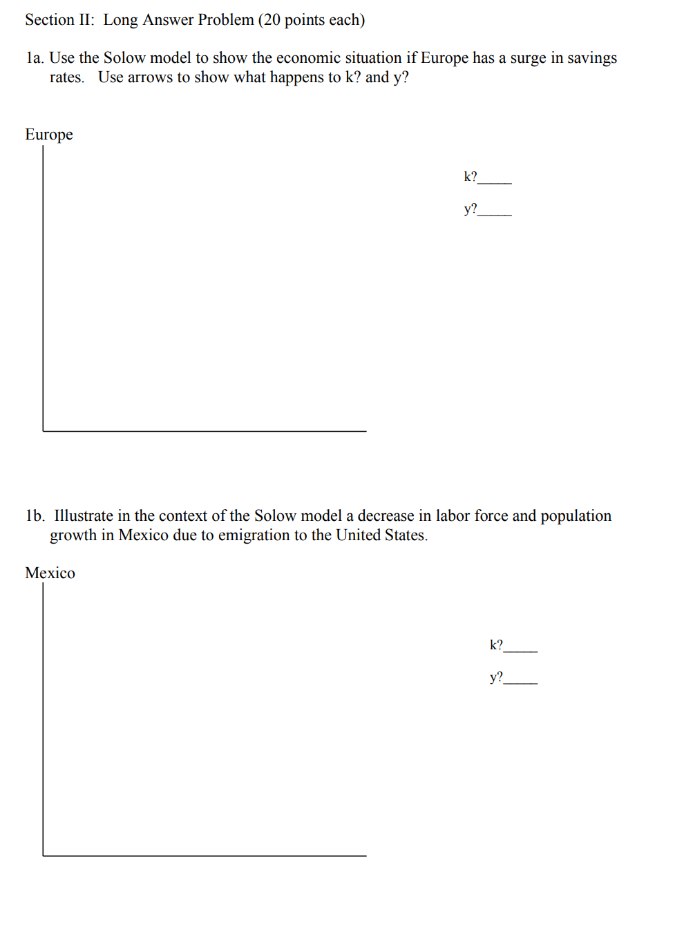 Solved Section II: Long Answer Problem (20 ﻿points each) 1a. | Chegg.com