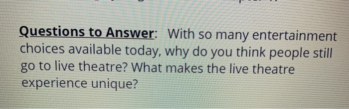 Solved Questions to Answer: With so many entertainment | Chegg.com