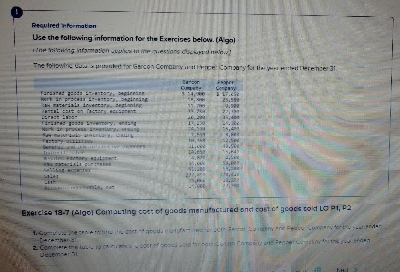 Solved Requlred Information Use the following information | Chegg.com
