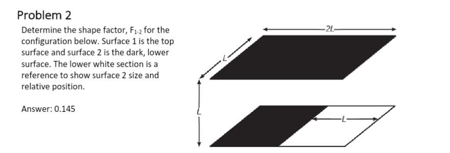 Solved Problem 2Determine the shape factor, F1-2 ﻿for the | Chegg.com