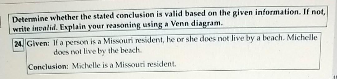 Solved Determine whether the stated conclusion is valid | Chegg.com