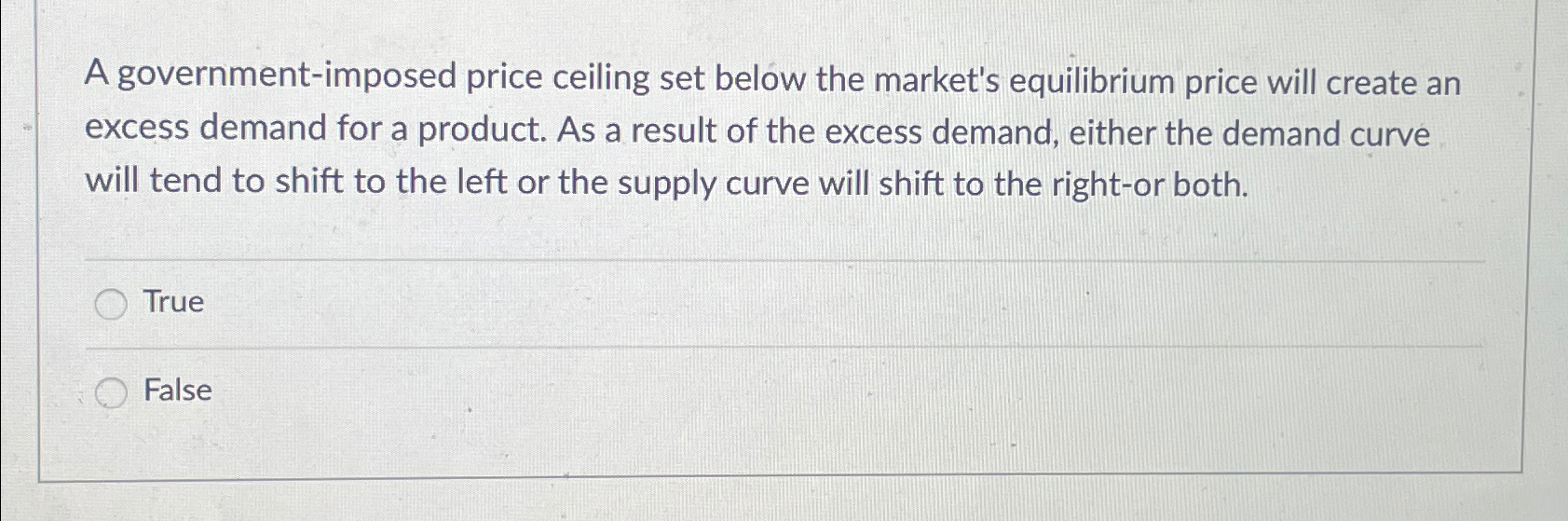 Solved A government-imposed price ceiling set below the | Chegg.com